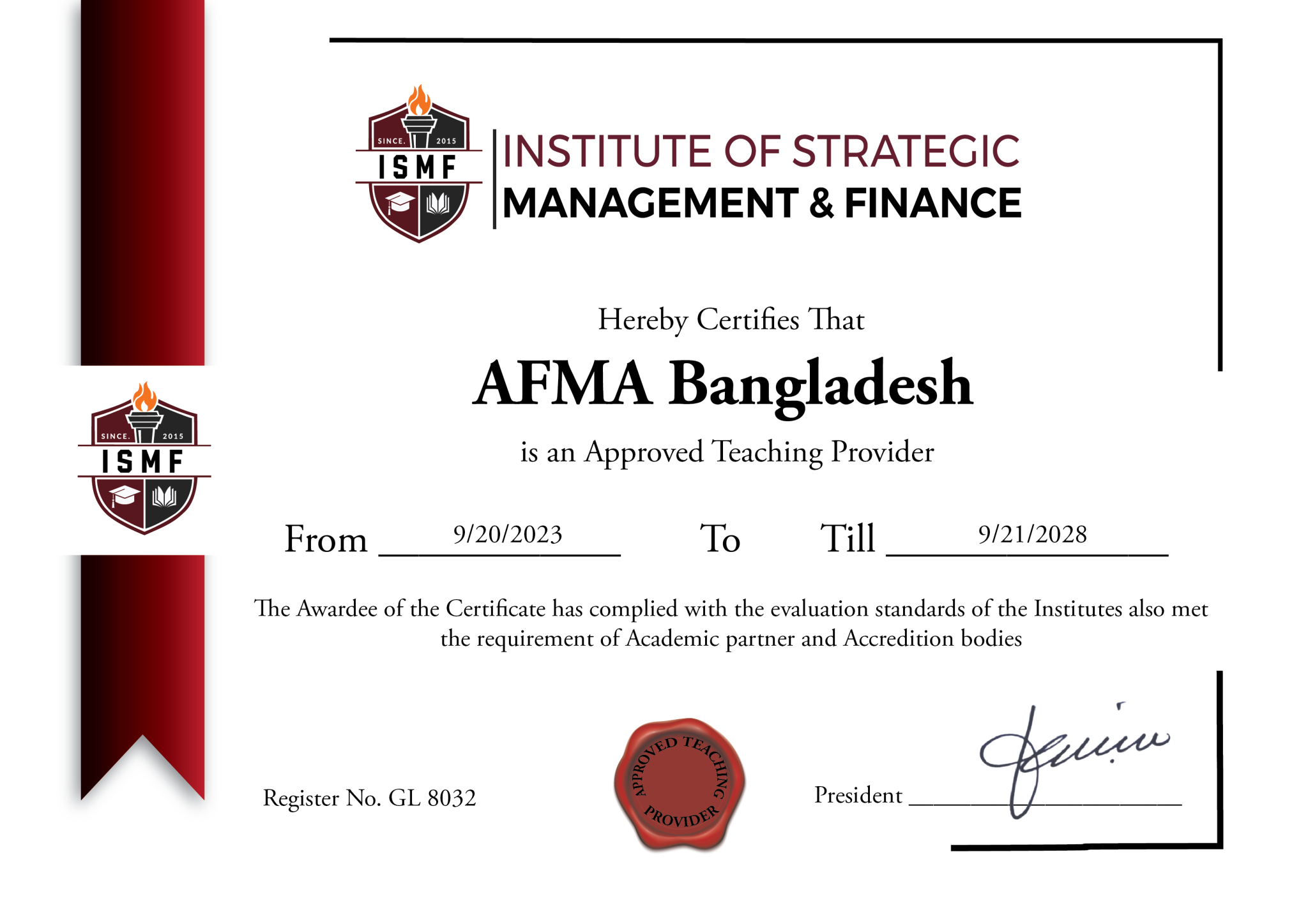 AFMA Bangladesh is now “ISMF Approved Teaching Provider” – AFMA Bangladesh